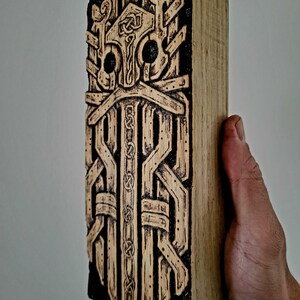 Thor God Post Runes Knotwork Celtic Style Viking Art Norse Pagan Wooden ...