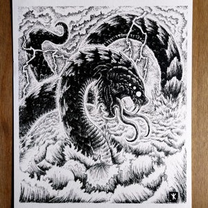 Jormungandr Emerging From the Sea at Ragnarok High Quality Print World ...