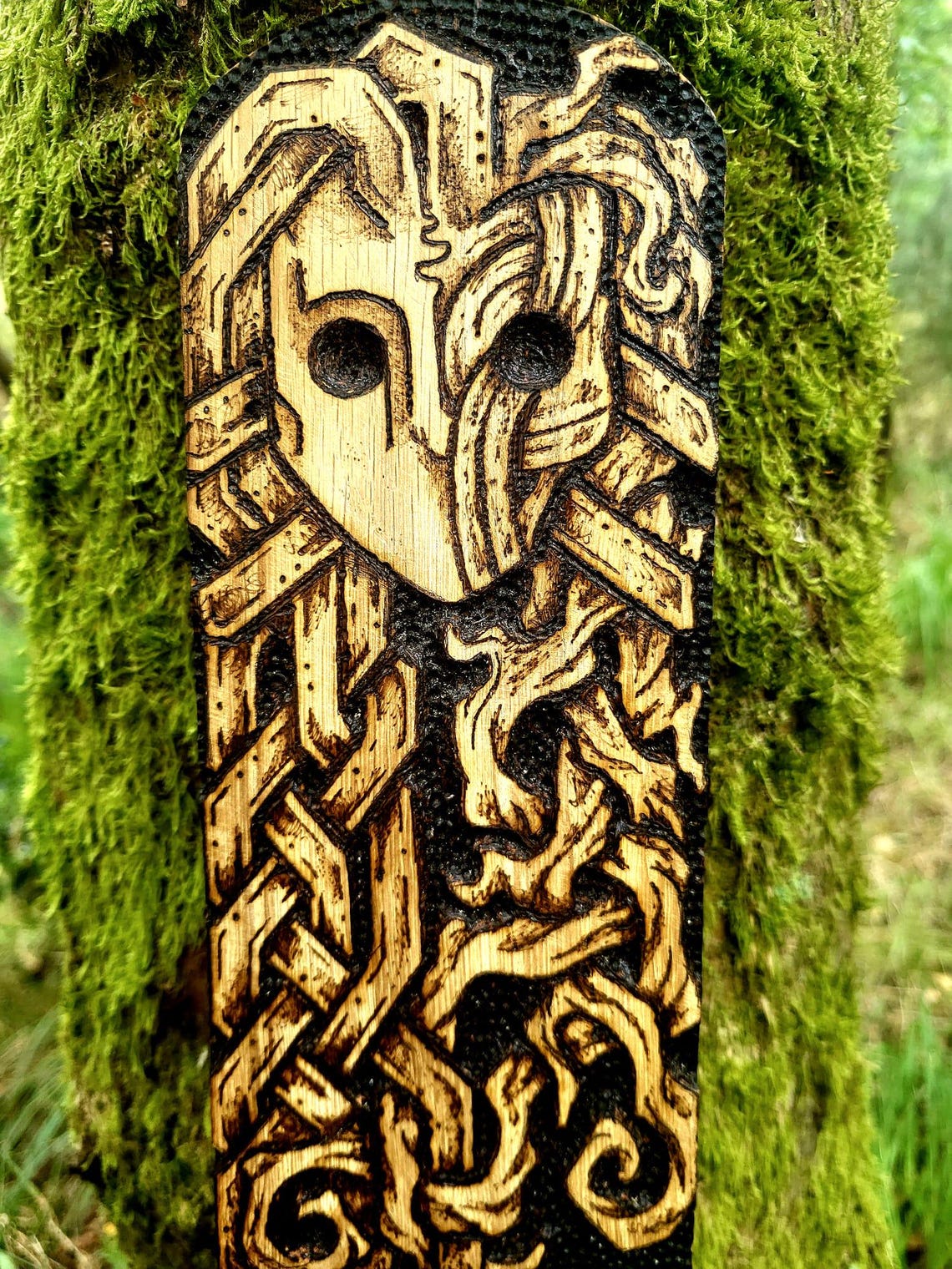 Hel God Post Runes Knotwork Celtic Style Viking Art Norse Pagan Wooden ...