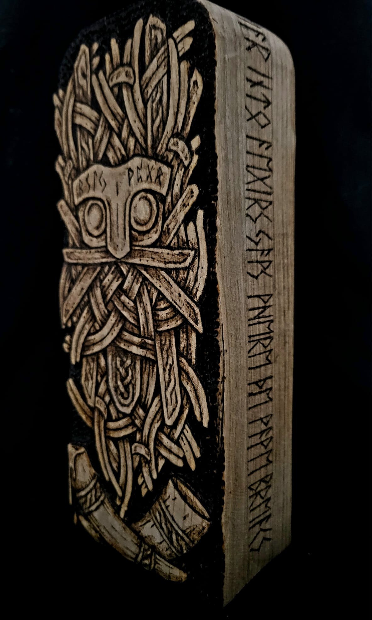 Ægir God Post Runes Knotwork Celtic Style Viking Art Norse Pagan Wooden ...