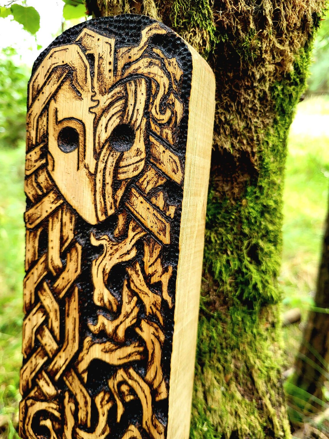 Hel God Post Runes Knotwork Celtic Style Viking Art Norse Pagan Wooden ...