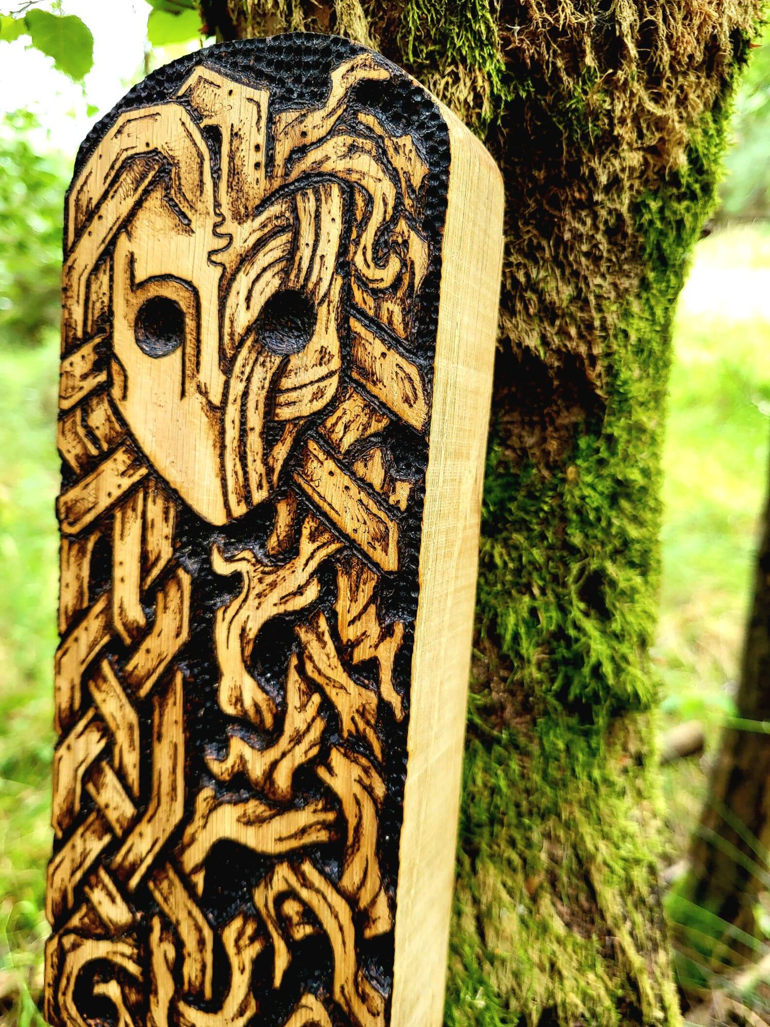 Hel God Post Runes Knotwork Celtic Style Viking Art Norse Pagan Wooden ...