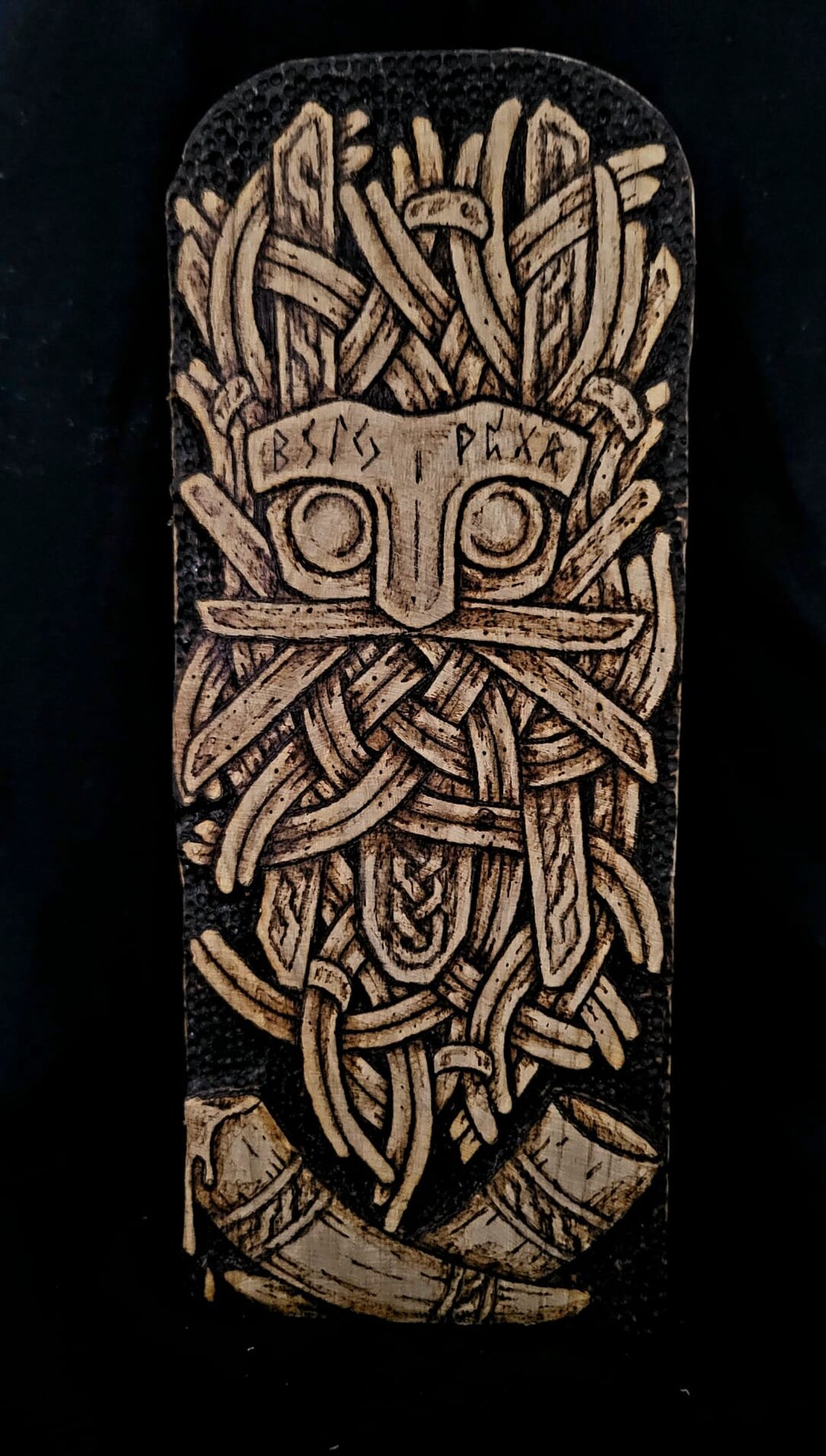 Ægir God Post Runes Knotwork Celtic Style Viking Art Norse Pagan Wooden ...