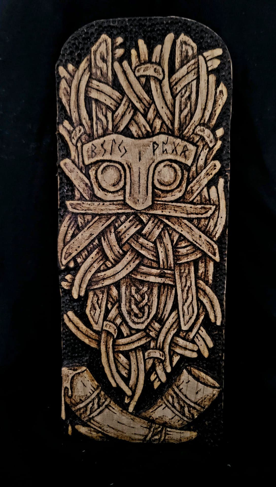 Ægir God Post Runes Knotwork Celtic Style Viking Art Norse Pagan Wooden ...