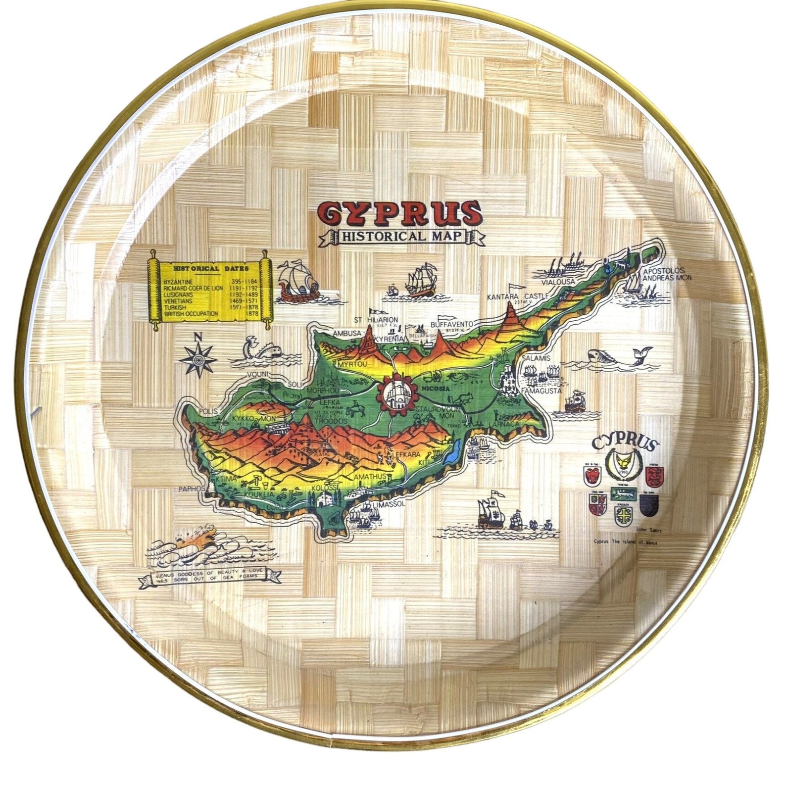 Kitschy Vintage Cyprus Bamboo Plates Wall Decor, Souvenir, Travel ...
