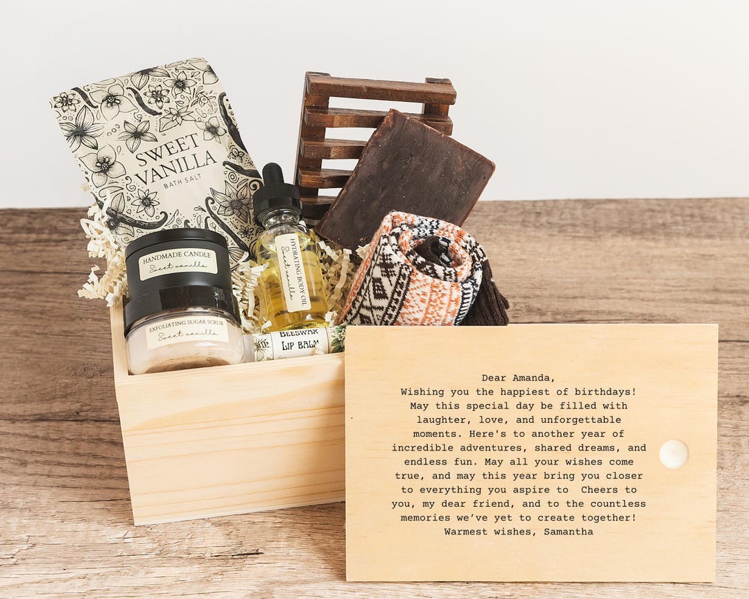 Engraved Spa Gift Box, Self Care Package for Women, Cozy Hygge Gift Box ...