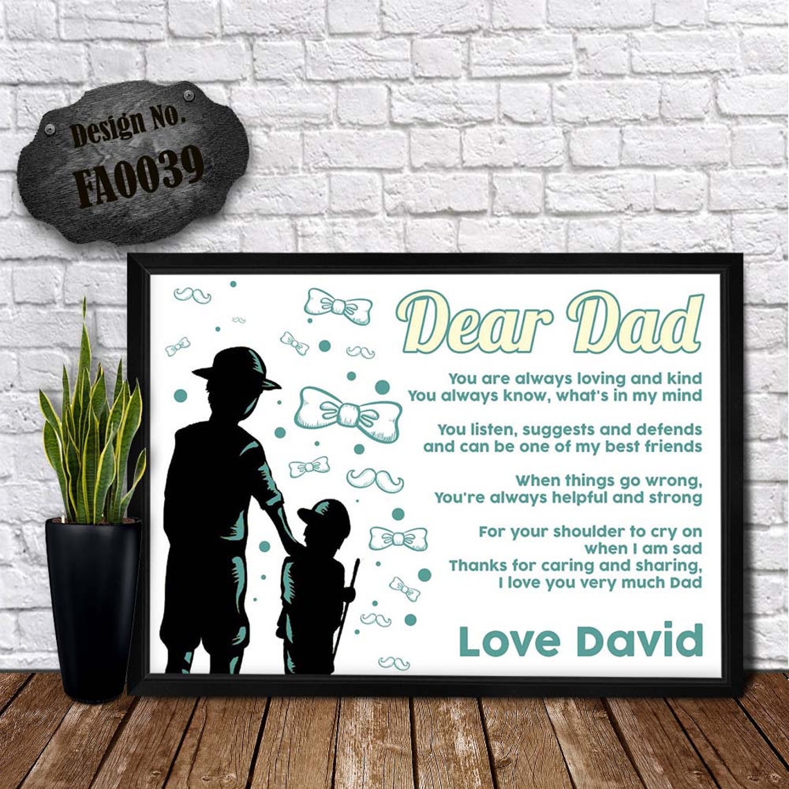 DEAR DAD POEM Fathers Day Greeting Beautiful Dad Card | Etsy