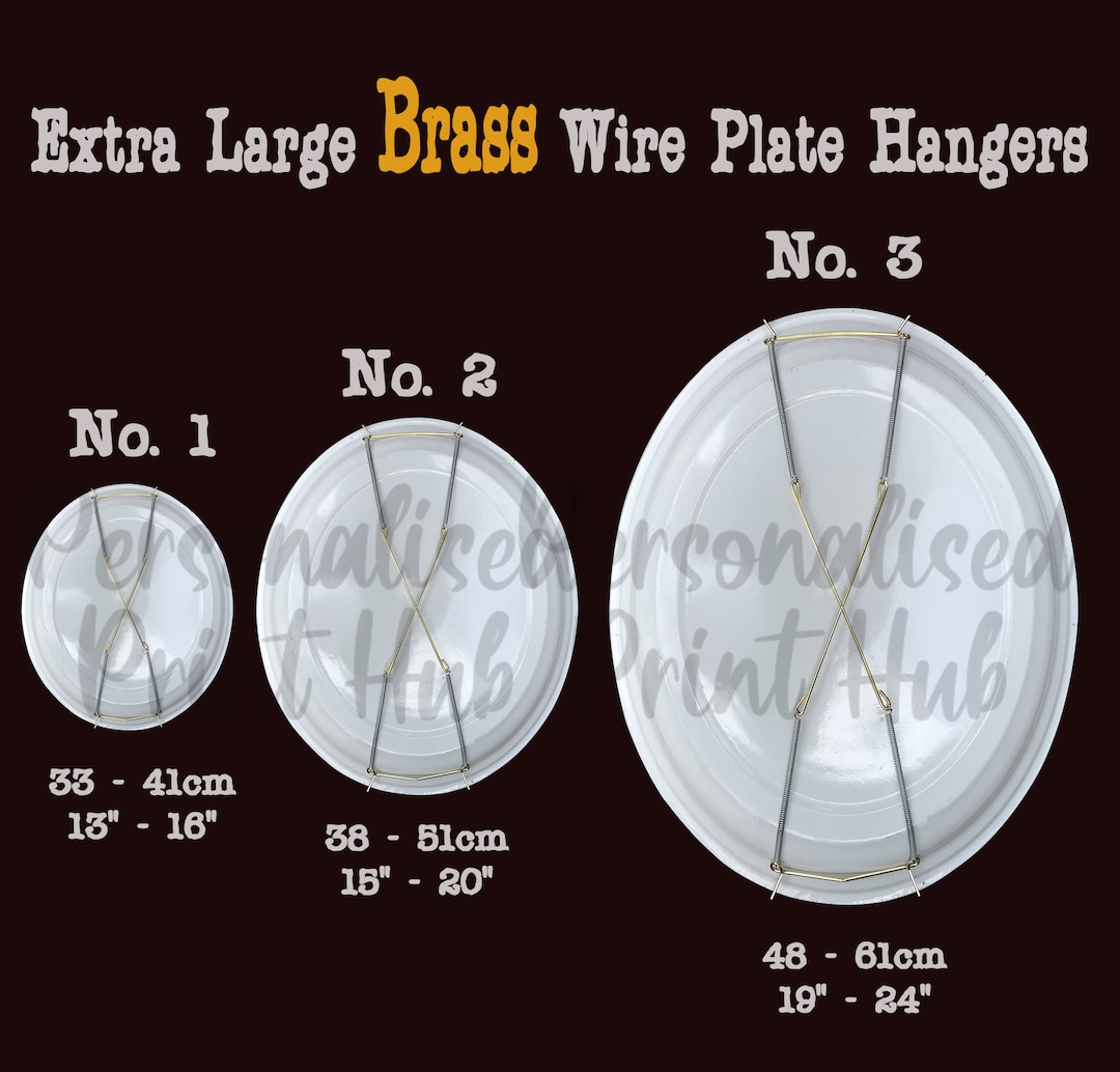 Extra Large Brass Wall Display Plate Dish Wire Spring Hanger Holder ...