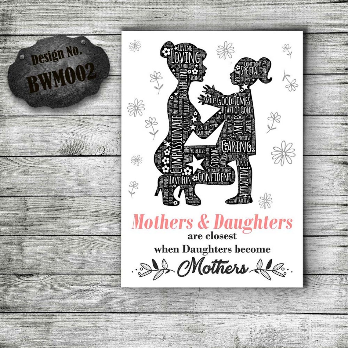 Personalised Mother and Daughter Word Art Baby Girl Gift for - Etsy UK