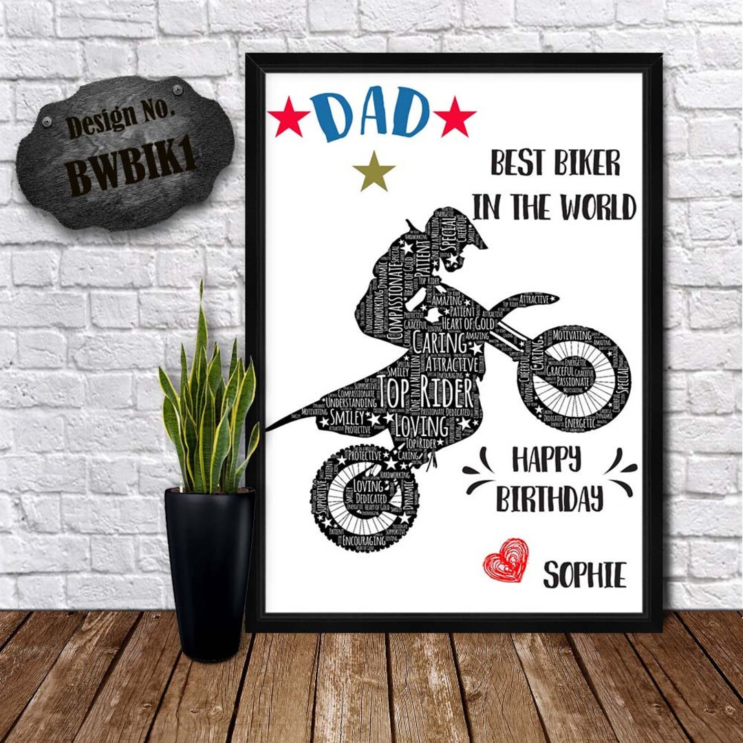 BIKE RIDER CARD - Happy Birthday Gift - Word Wall Art - Bike Rider ...