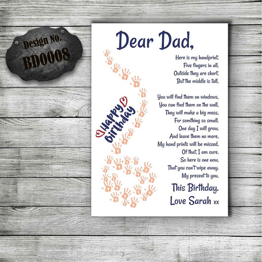 BIRTHDAY POEM DAD Personalized Poem Dear Dad Poem - Etsy UK