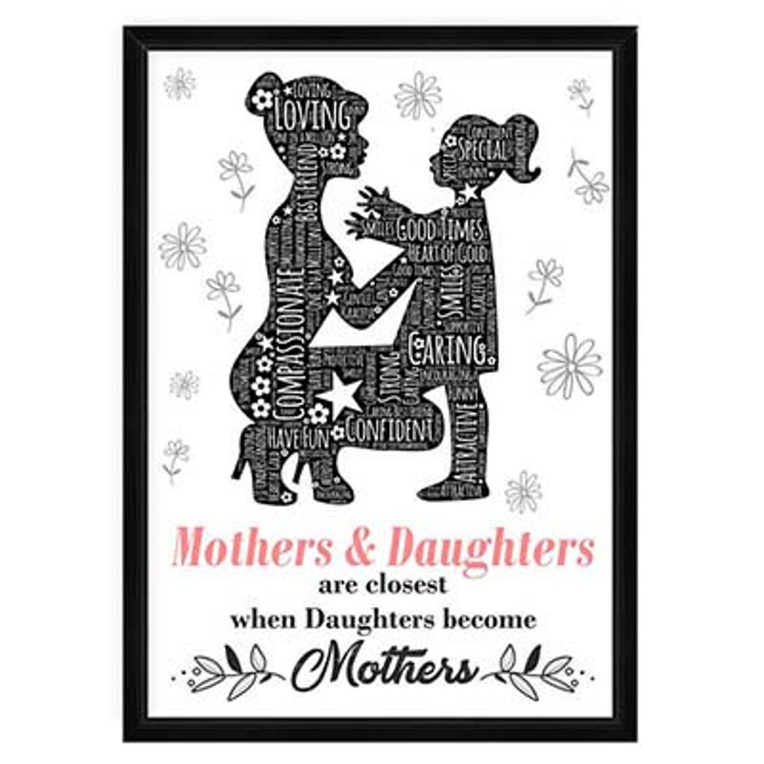 Personalised Mother and Daughter Word Art, Baby Girl Gift for Mum, Wall ...