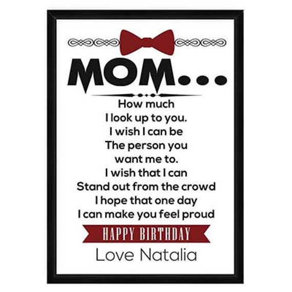 Personalised Mum Poem Happy Birthday Poem Special Gift for - Etsy