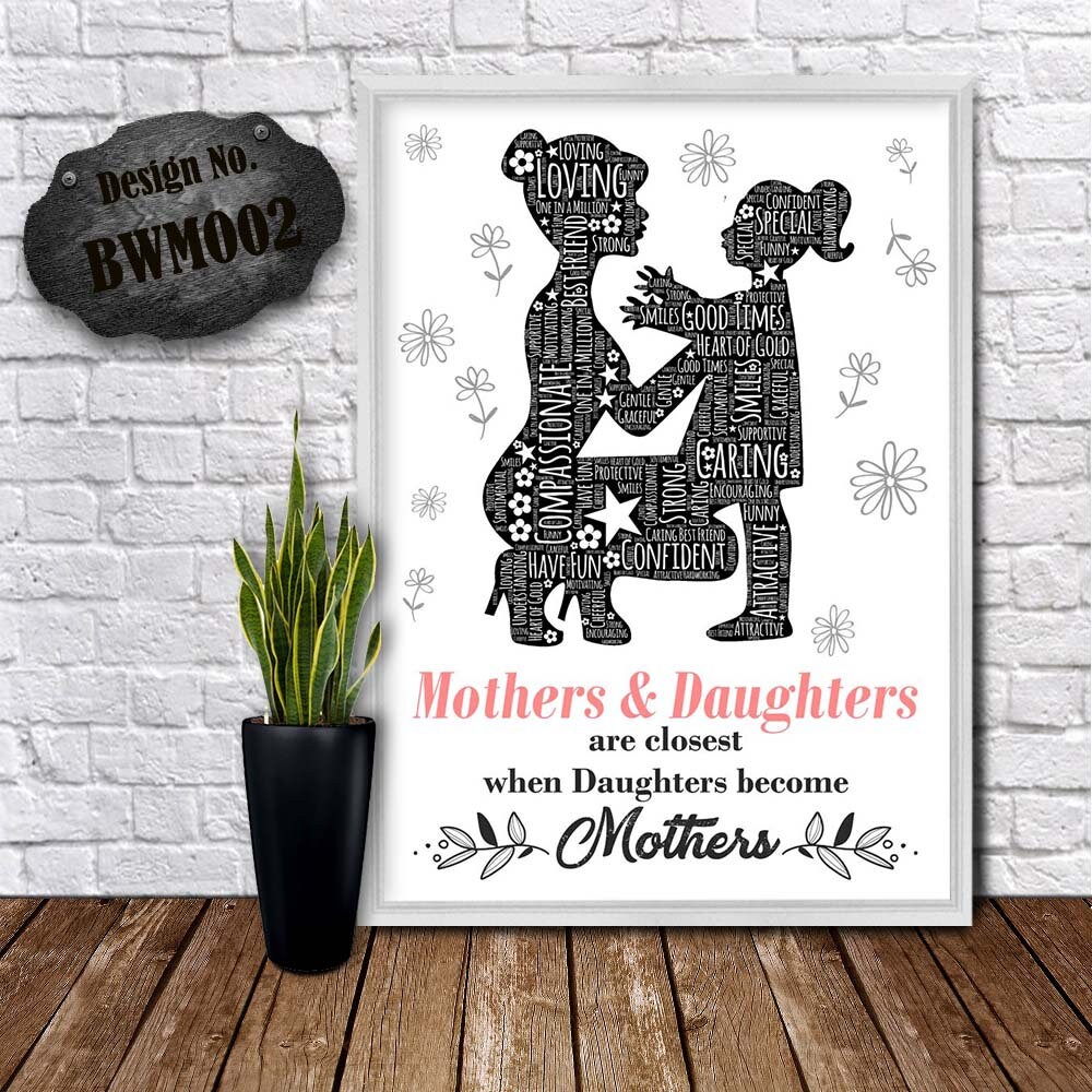 Personalised Mother and Daughter Word Art Baby Girl Gift for | Etsy