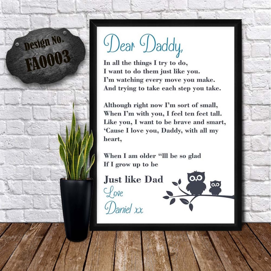 DEAR DADDY POEM - Fathers Day Print - Personalized Poem - Handsome Dad ...
