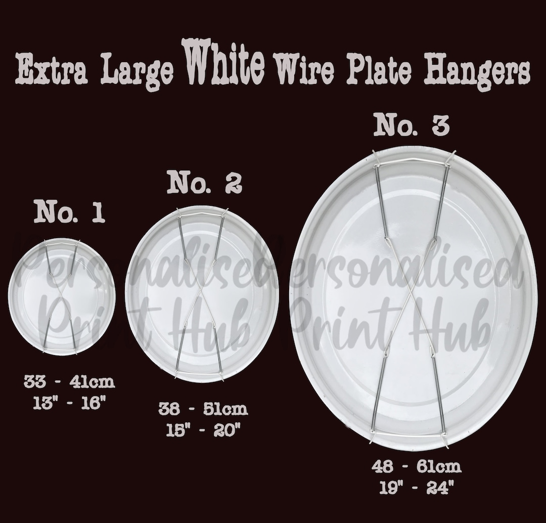 Jumbo Large White Wall Display Plate Dish Wire Spring Hanger Holder ...