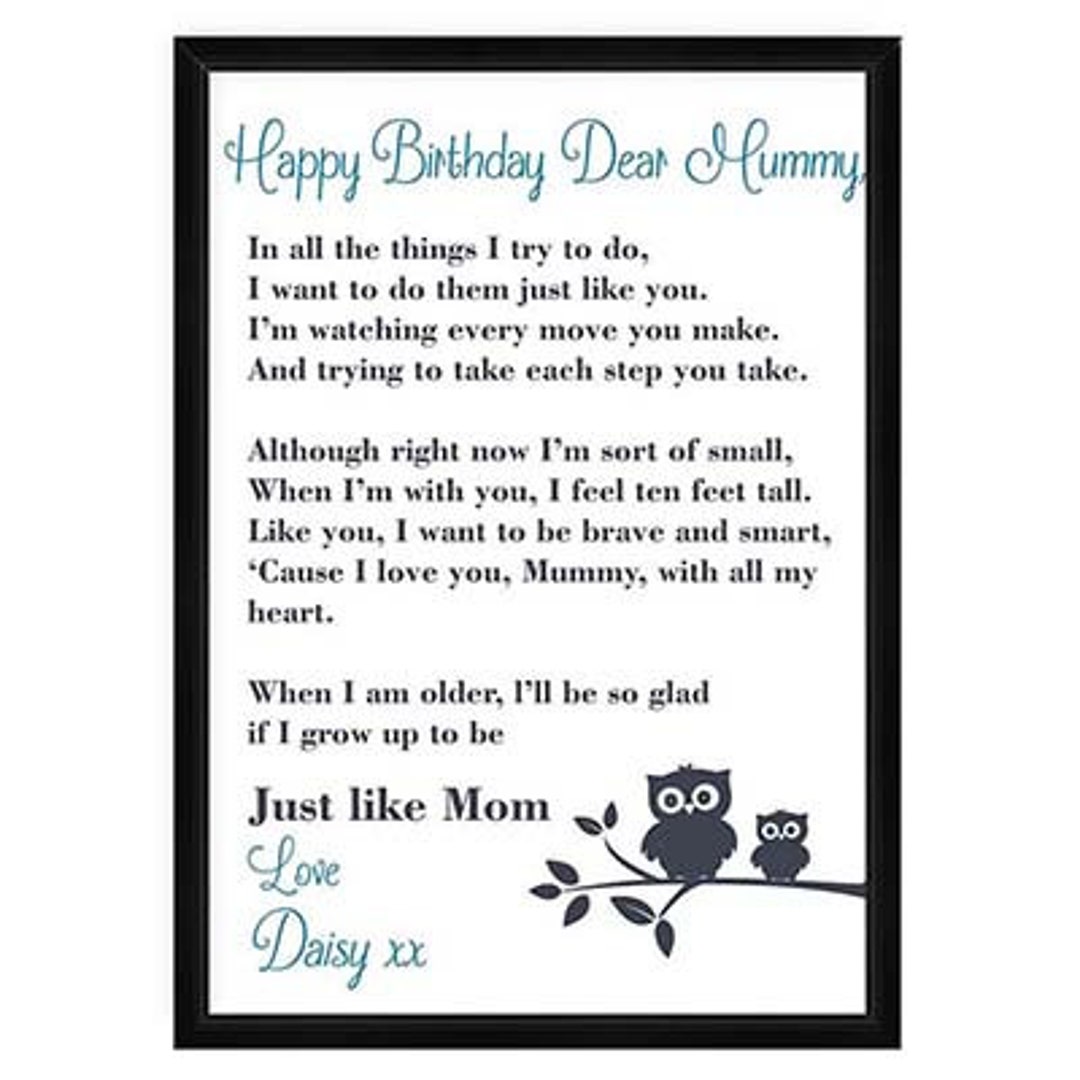 PERSONALISED Mum Poem, Print Poster, Card, Present for Mother’s Day ...