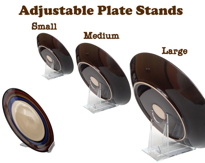 Adjustable Slide Sliding Clear Plastic Plate Disk Dish Bowl Stand ...