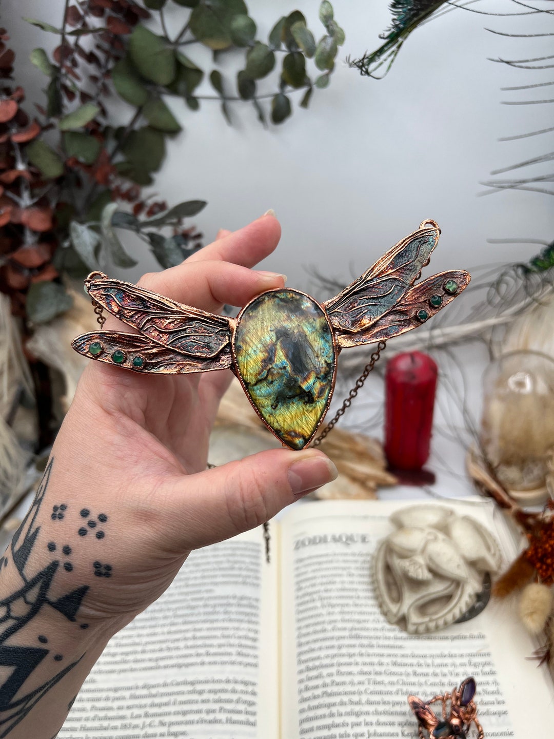 Eformed Spectrolyte Labradorite With 3d Printed Dragonfly Wings Adorned ...