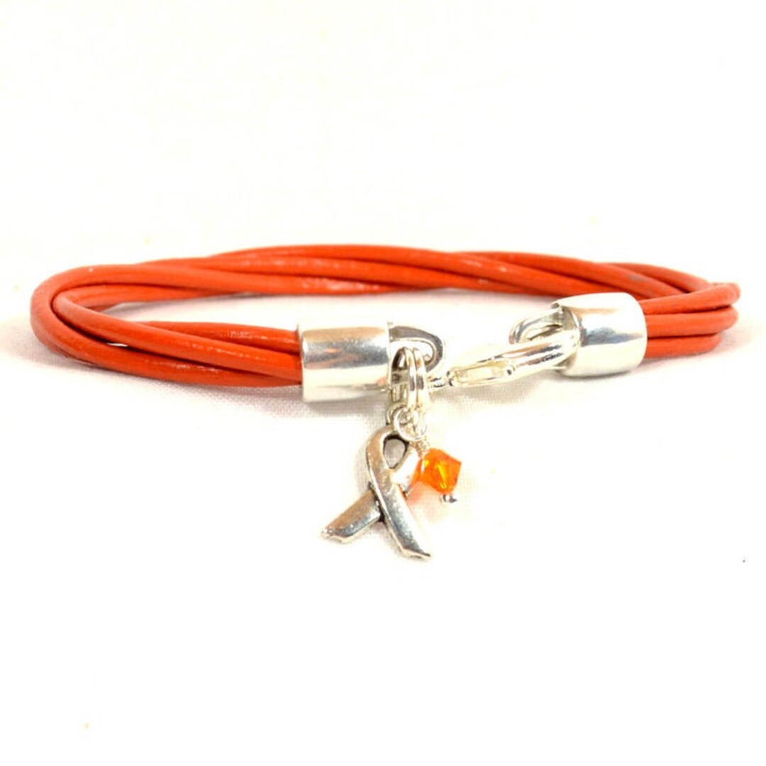 Multiple Sclerosis (MS) Awareness Bracelet - Orange 4-strand 2mm Round ...