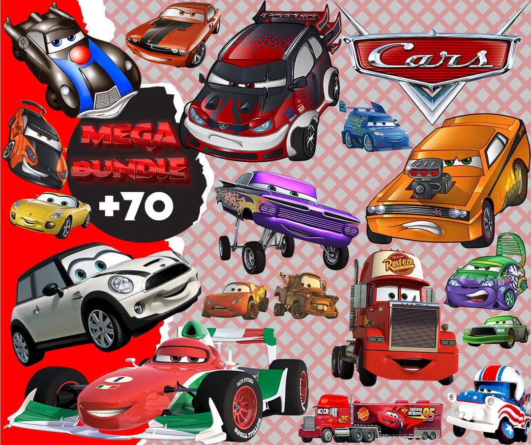 Cars PNG Clipart Bundle, Cars Digital Paper Sublimation, Lightning ...
