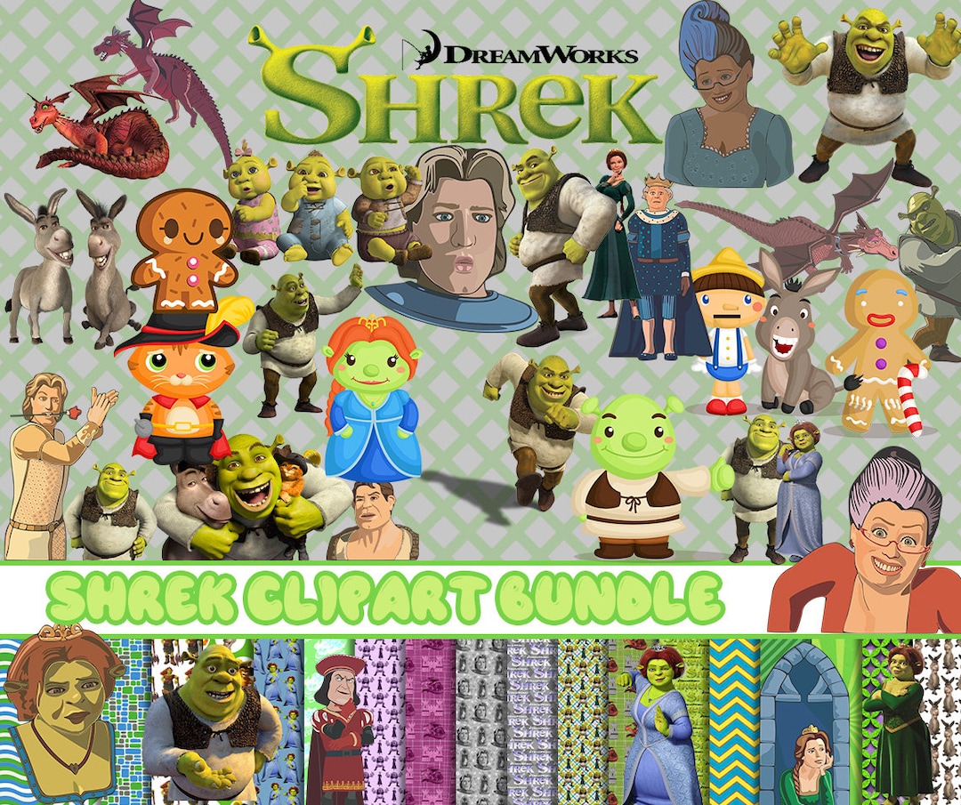 Sherek Clipart Bundle, Printable Shrek Png Clipart, Digital Instant ...