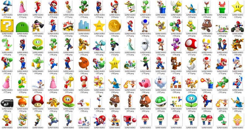 Super Mario Clipart Bundle Transparent Images Printable - Etsy