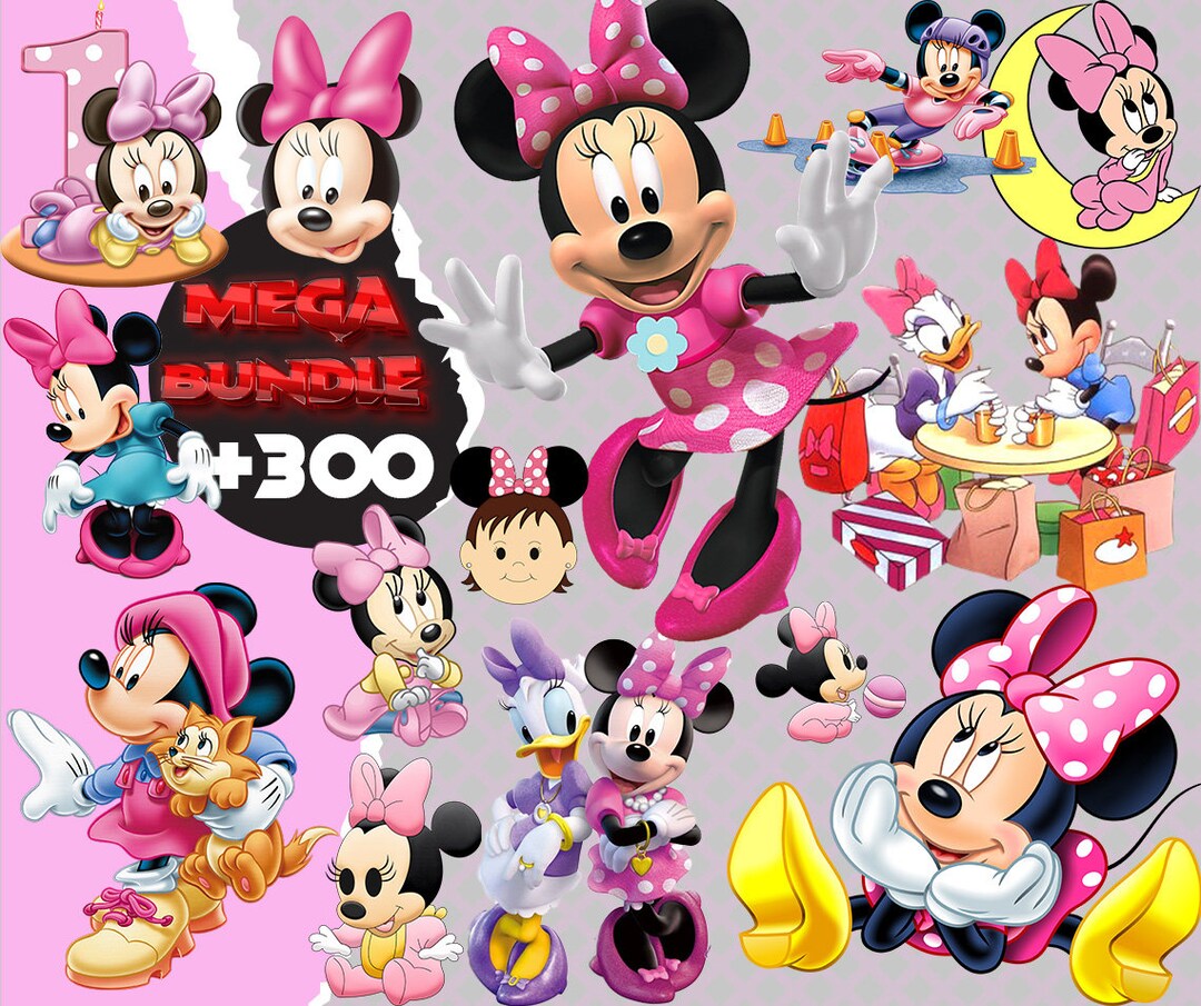 300+ Minnie PNG, Minnie Clipart Bundle, Minnie Font Letters Png Digital ...