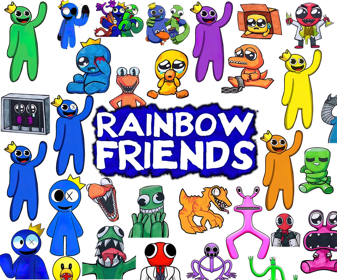 Rainbow Friends Clipart PNG Bundle Blue PNG Bundle Rainbow - Etsy