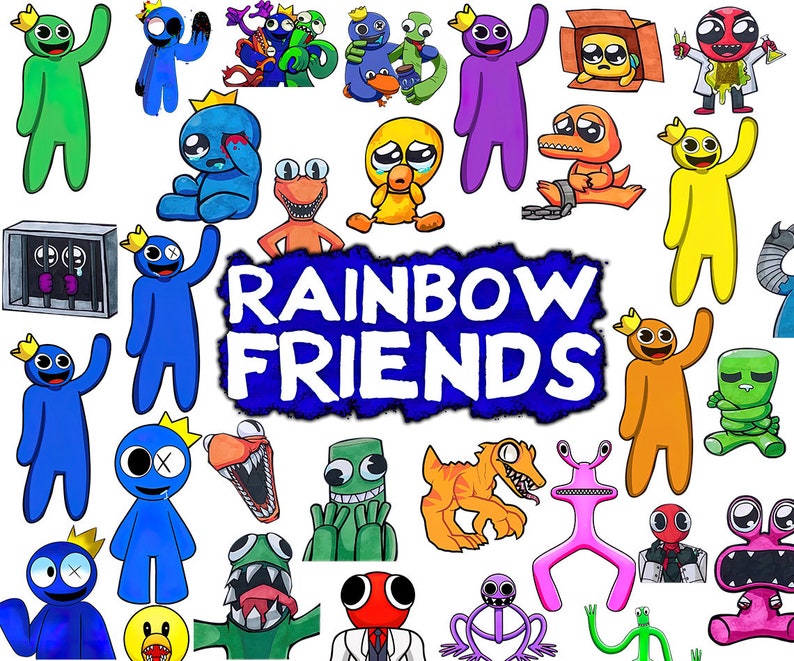 Rainbow Friends Clipart PNG Bundle Blue PNG Bundle Rainbow - Etsy