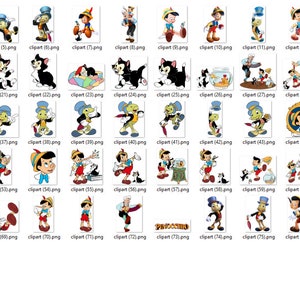 Pinocchio PNG Clipart Bundle, Geppetto Digital Download PNG, Figaro ...