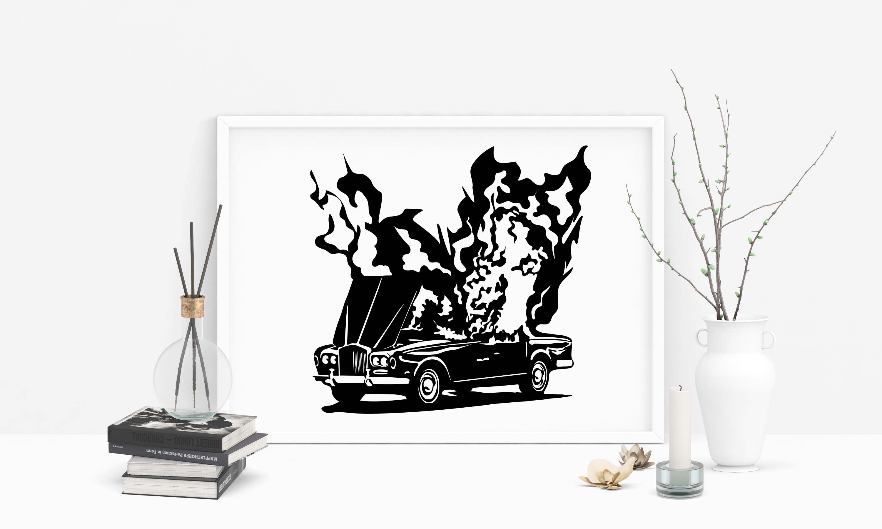 Car in Fire, Explosion, Art, Flame, Silhouette, Black Picture, Png ...