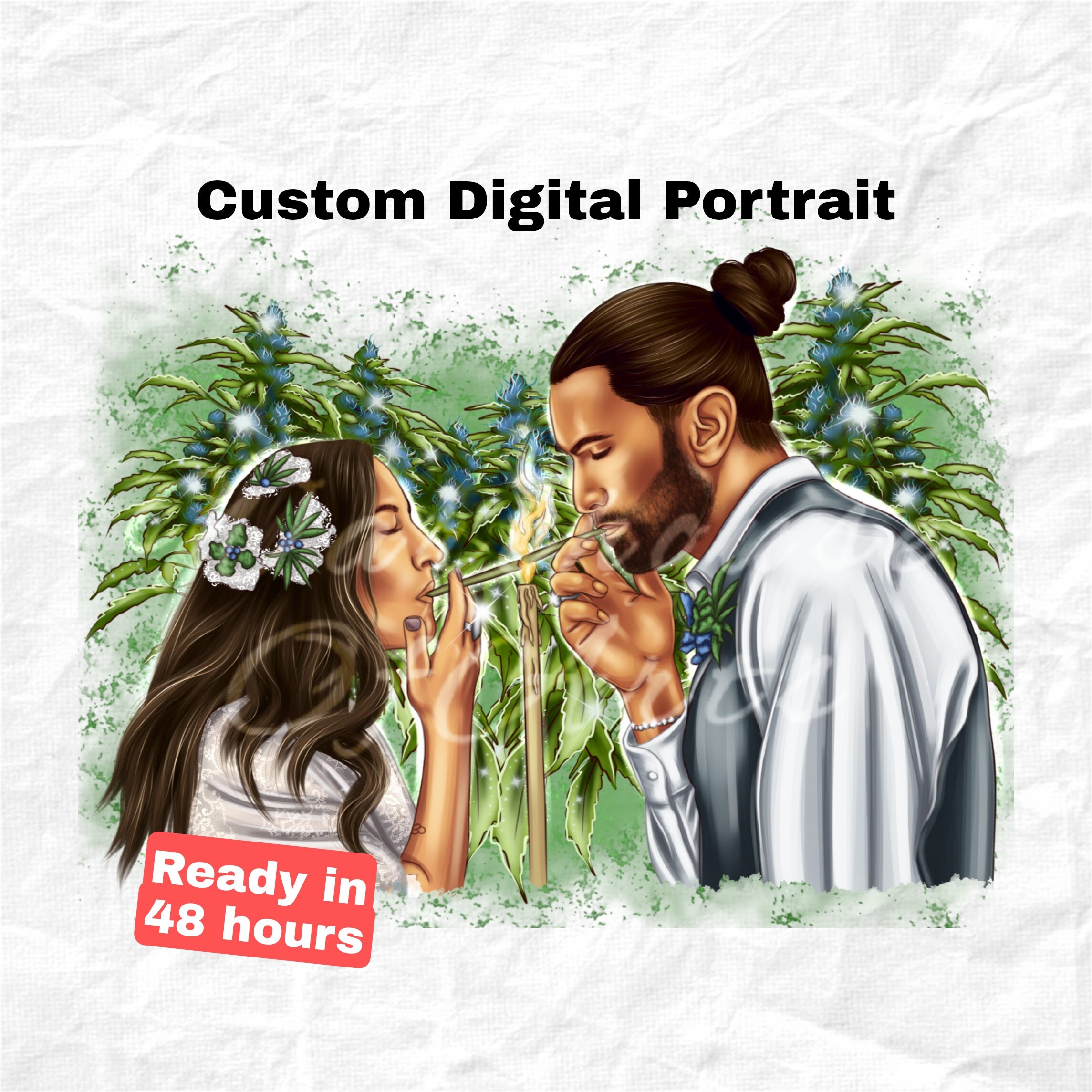 Custom Portrait With Cannabis Weed Funny Art 4 20 Wall Art - Etsy