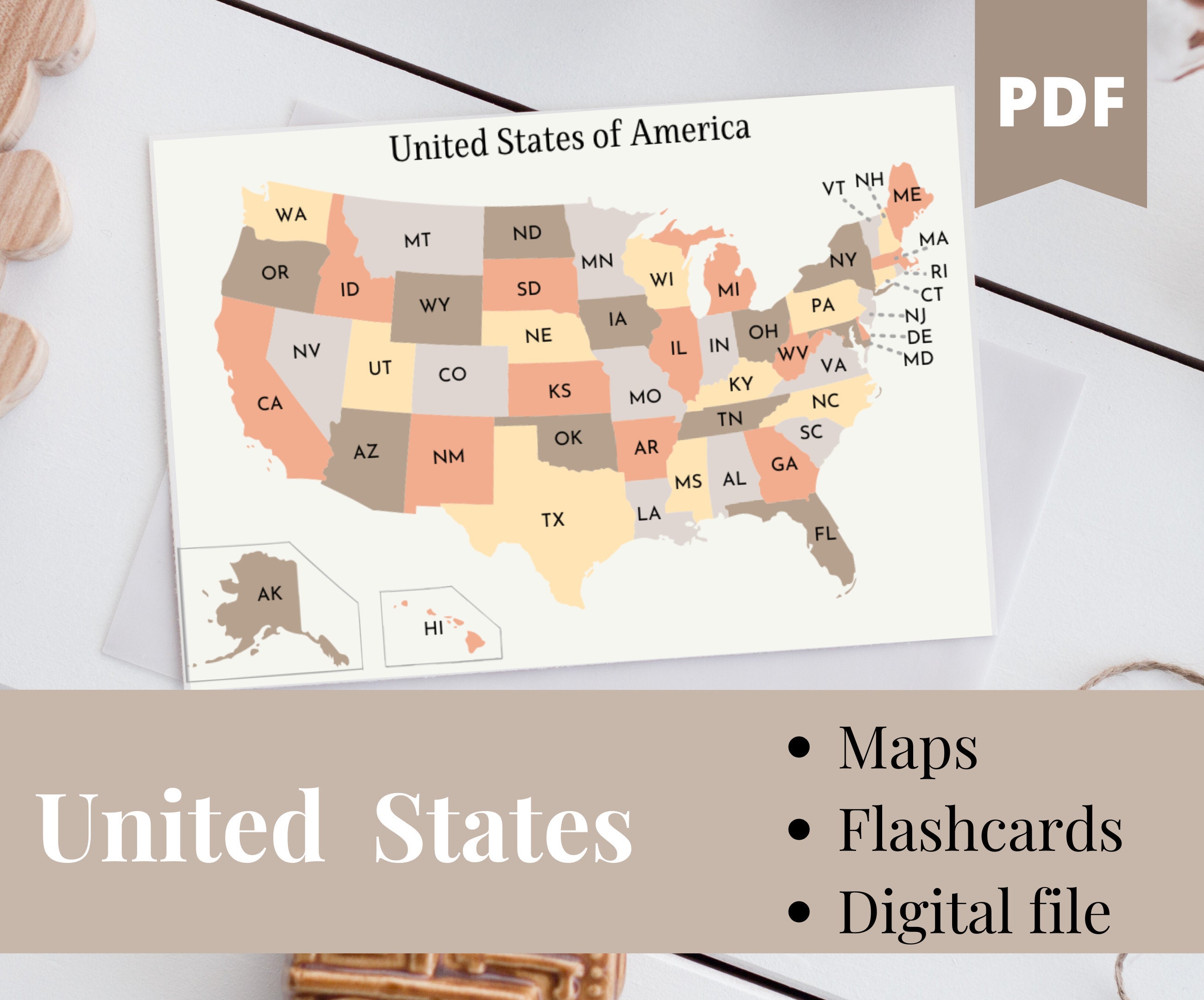 UNITED STATES MAPS | Montessori Flashcards | Vocabulary Cards | Three ...