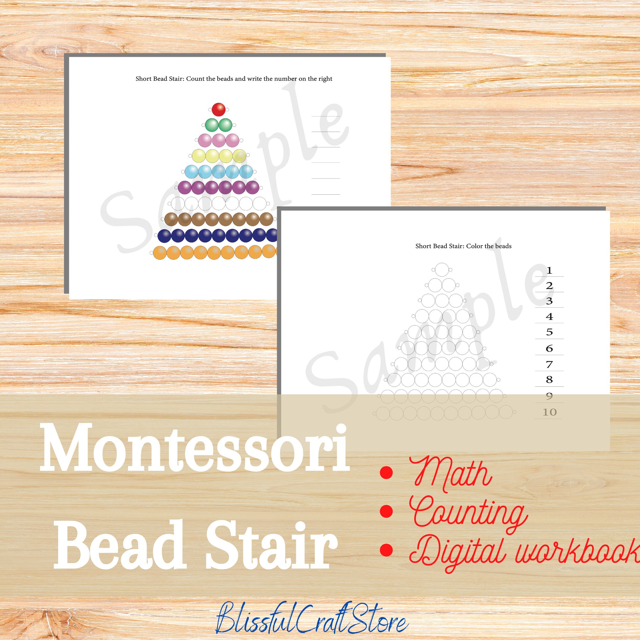 Montessori Colored Bead Stair | Montessori Math | Counting | Digital ...