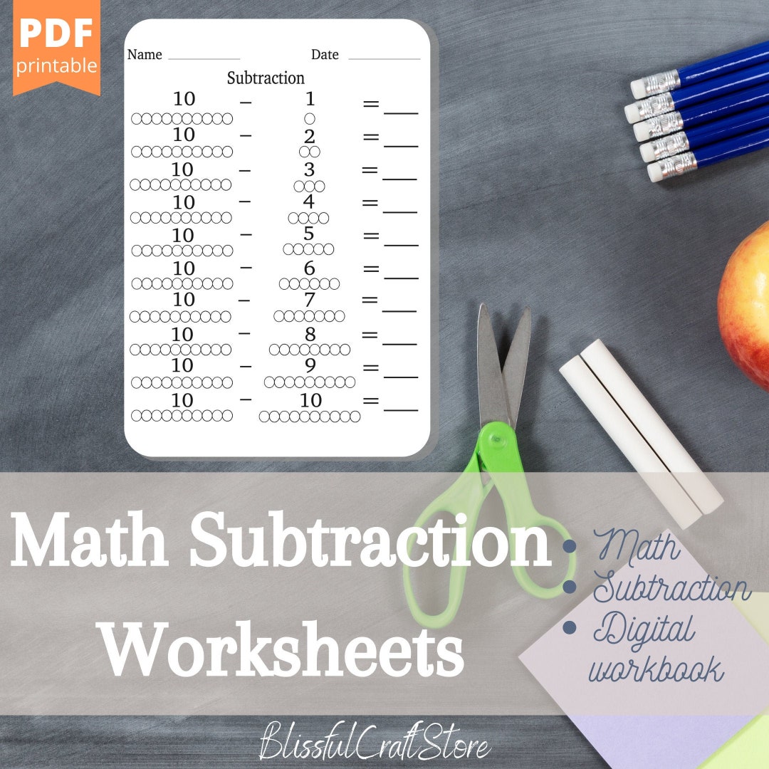 MONTESSORI MATH: Subtraction • Montessori Workbook • Counting Activity ...