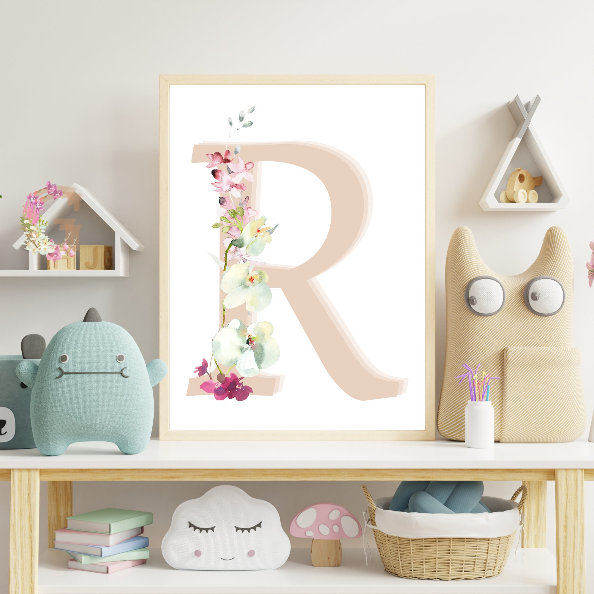 Monogram Letter R Wall Art Printable for Nursery | Monogram Nursery ...
