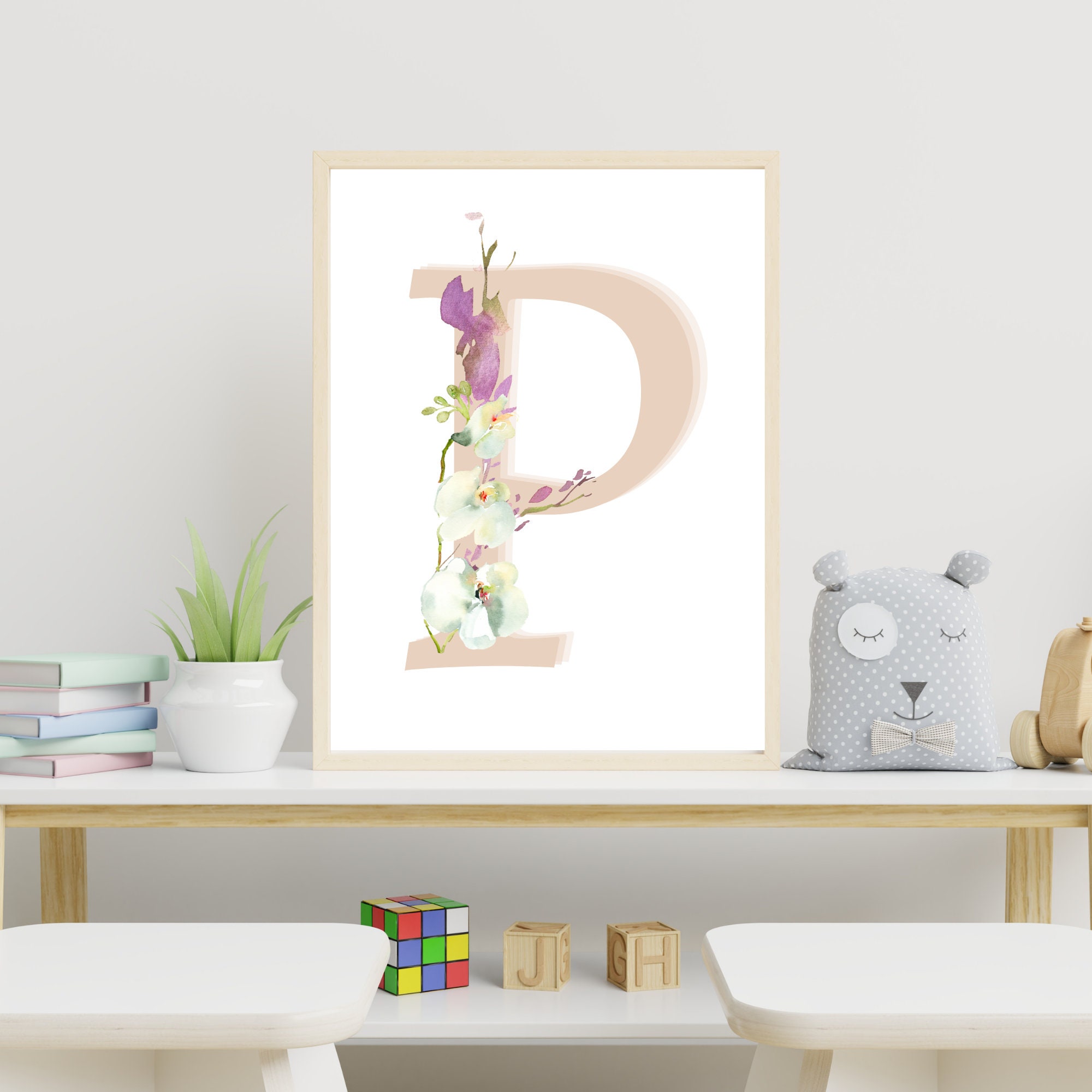 Monogram Letter P Wall Art Printable for Nursery | Monogram Nursery ...