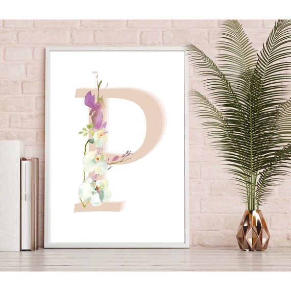 Monogram Letter P Wall Art Printable for Nursery Monogram - Etsy