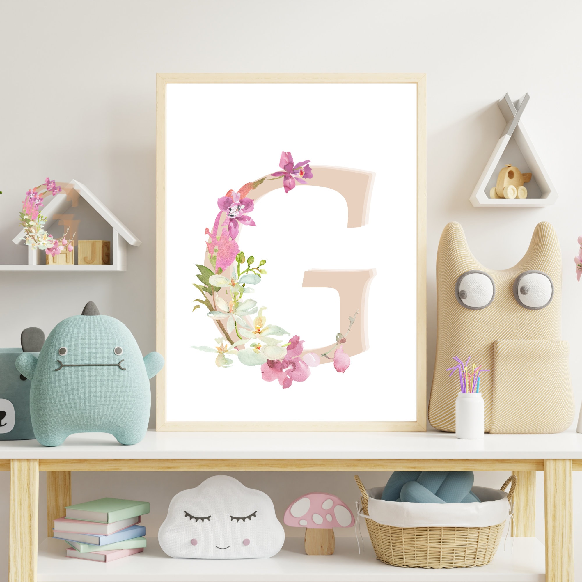 Monogram Letter G Wall Art Printable for Nursery | Monogram Nursery ...