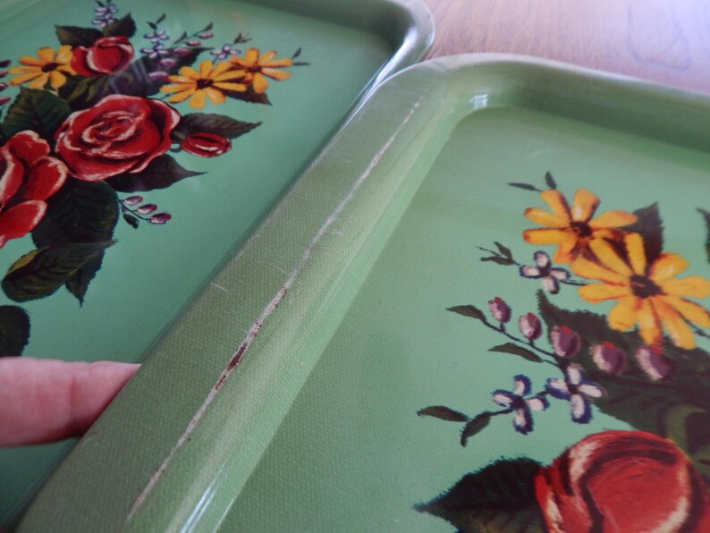 Antique Red Roses on Green Background Metal Lunch Trays - Etsy