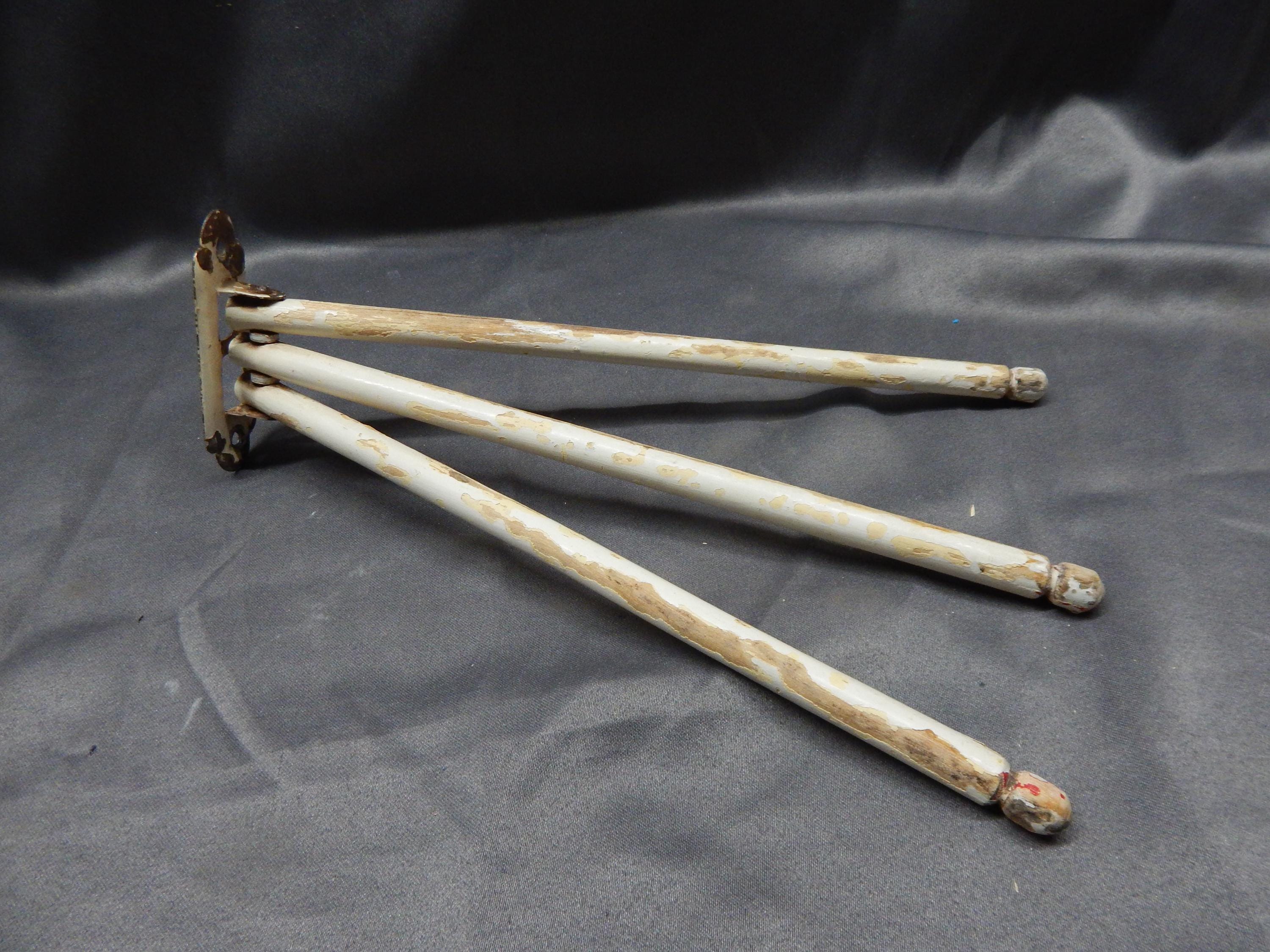 Vintage Wood Dowel Kitchen Towel Holder Rails 3 Towels Wall Attachment ...