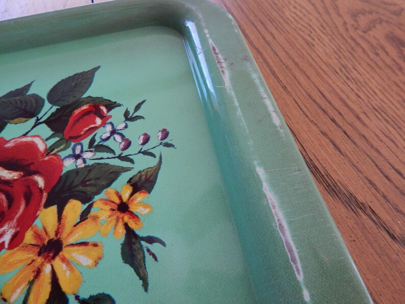 Antique Red Roses on Green Background Metal Lunch Trays - Etsy