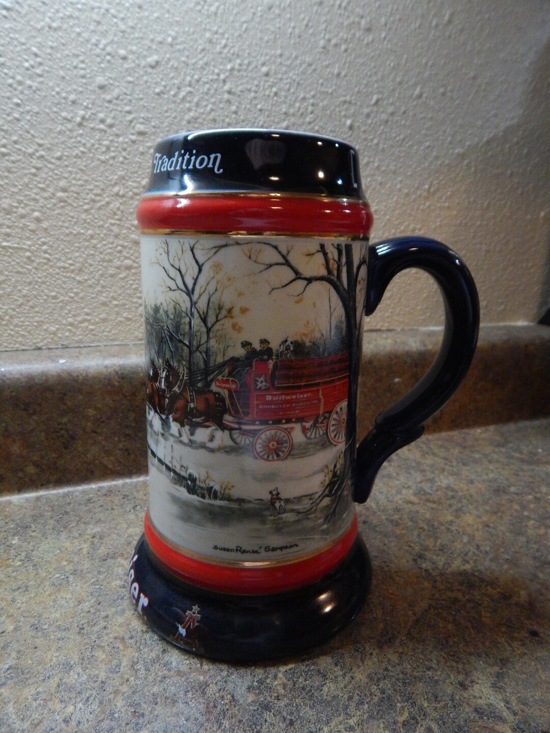 Budweiser 1990 Stein Ceramic Mug Susan Sampson Artist - Etsy