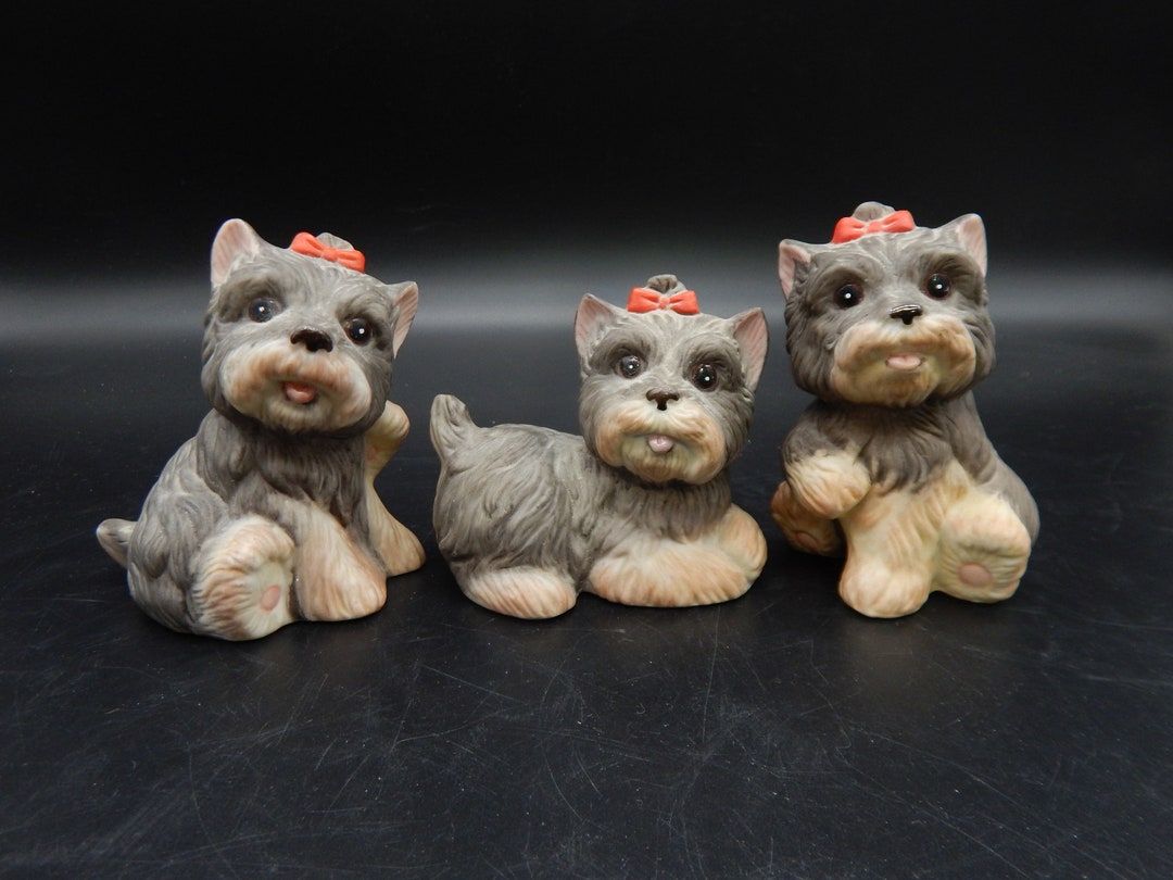 Yorkie Dog Figurines 1471 Adorable Set of 3 Homco - Etsy