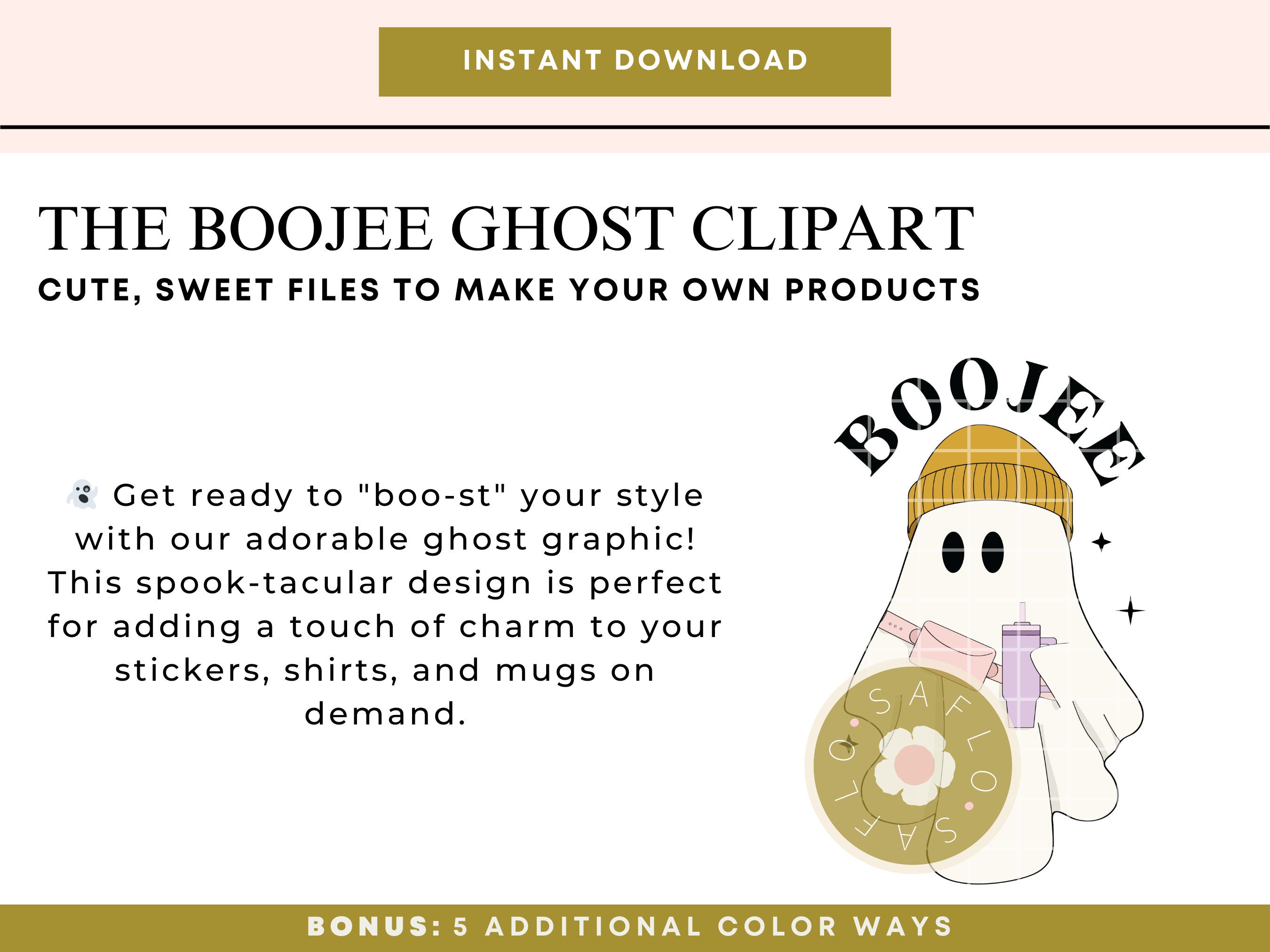 Boojee Ghost PNG, Stanley-inspired Ghost PNG, Halloween Ghost PNG ...