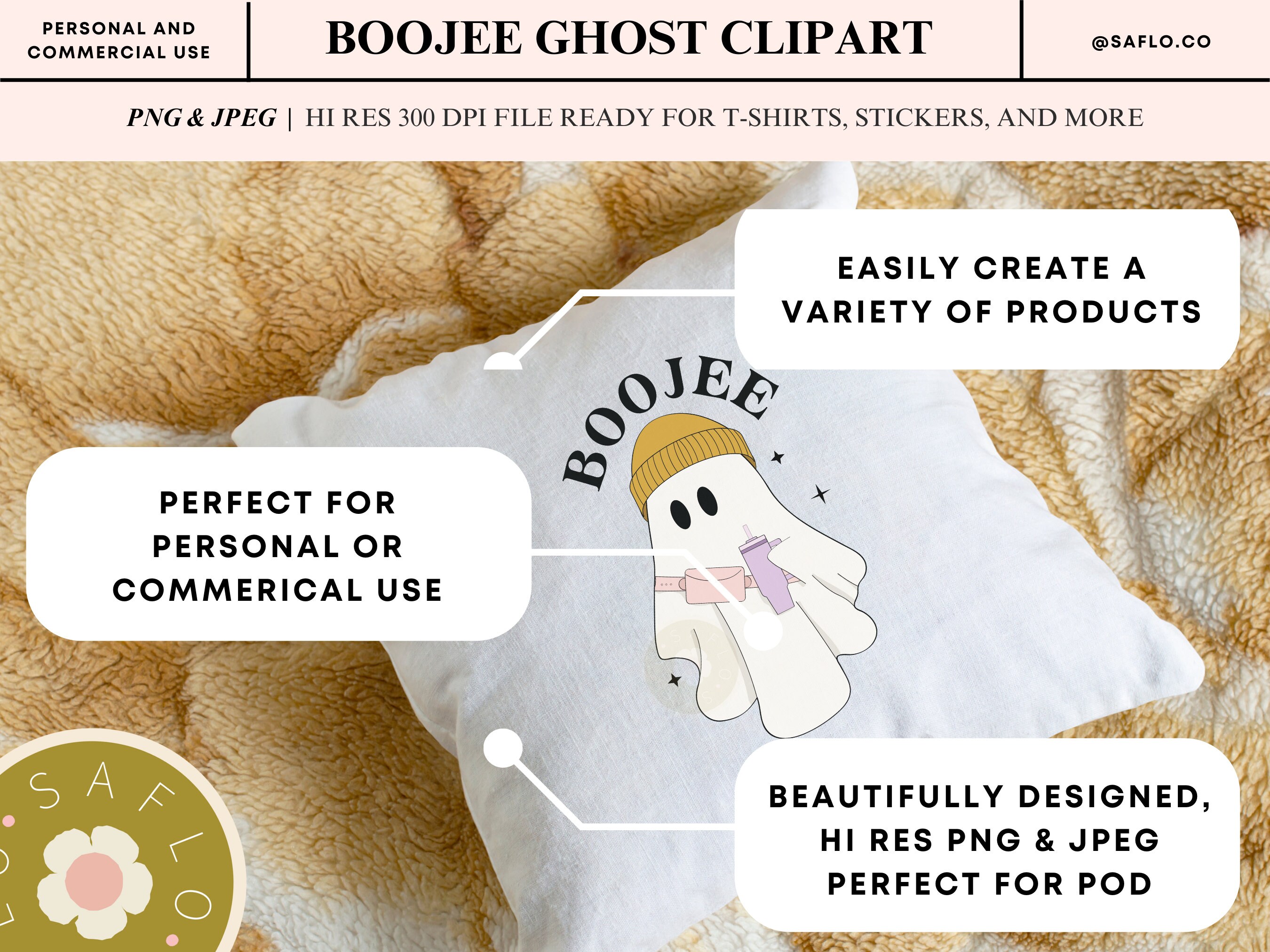 Boojee Ghost PNG, Stanley-inspired Ghost PNG, Halloween Ghost PNG ...