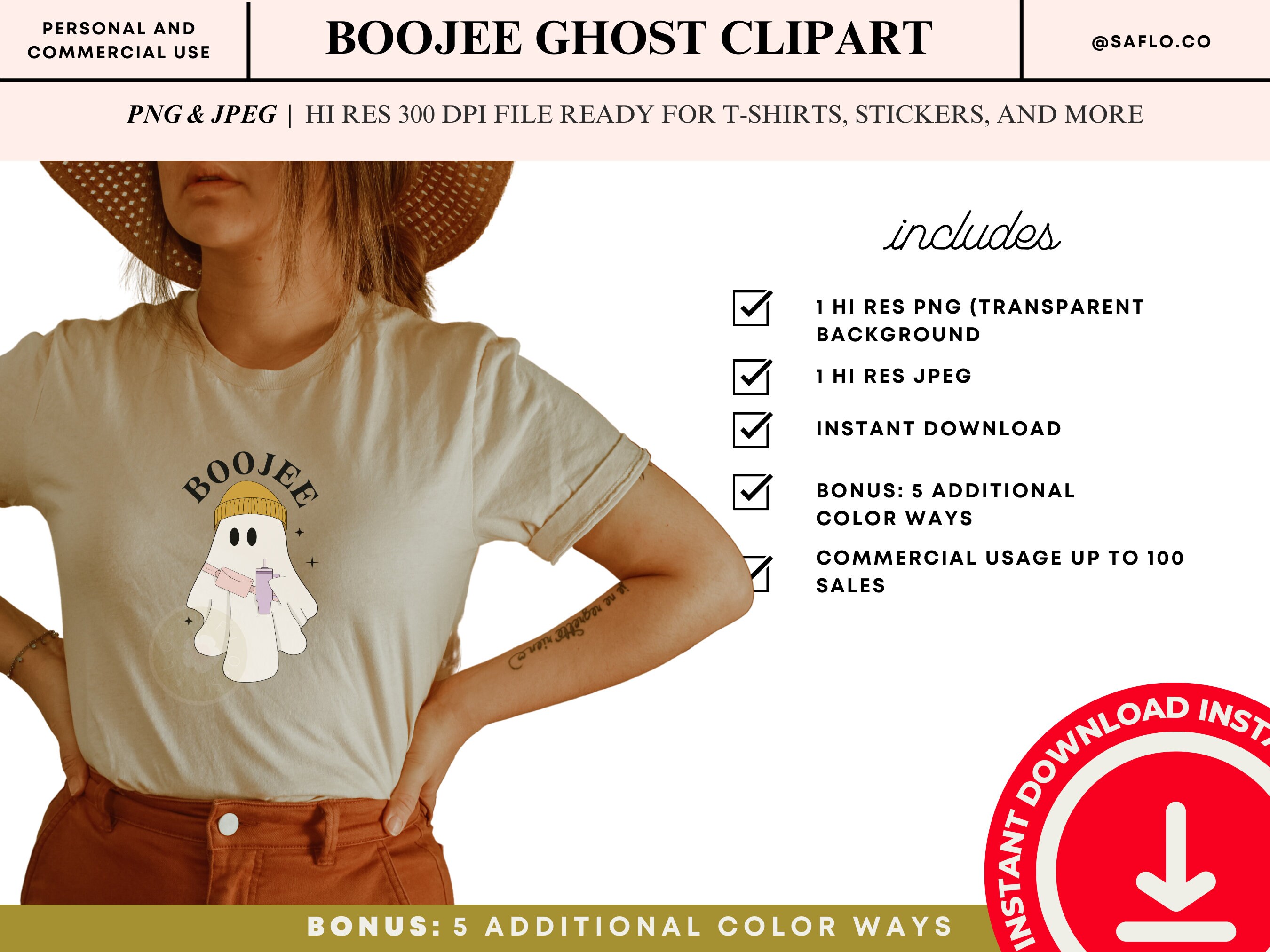 Boojee Ghost PNG, Stanley-inspired Ghost PNG, Halloween Ghost PNG ...