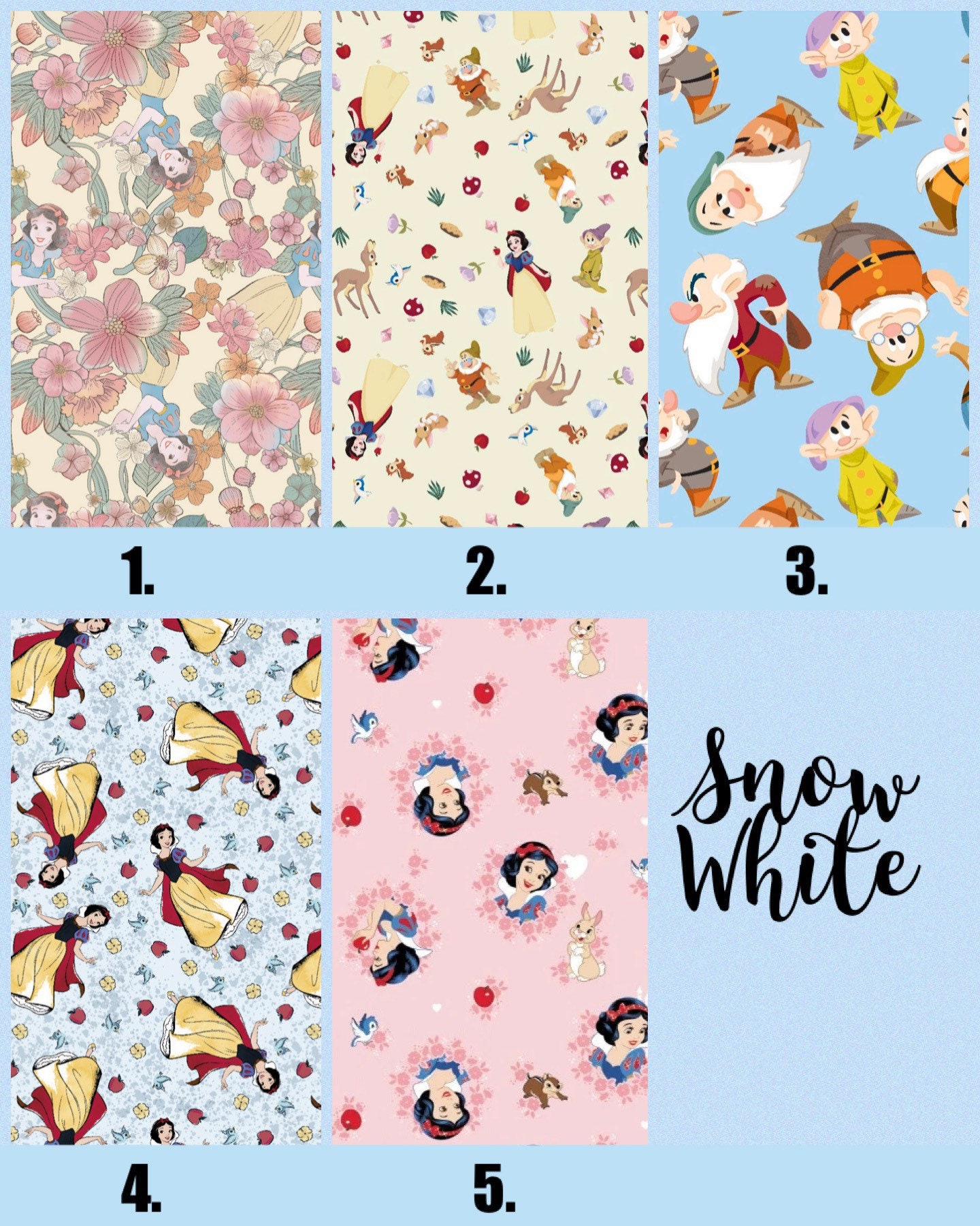 Snow White Word Fabric