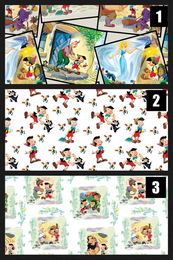 Pinocchio Fabric 100 Cotton Etsy